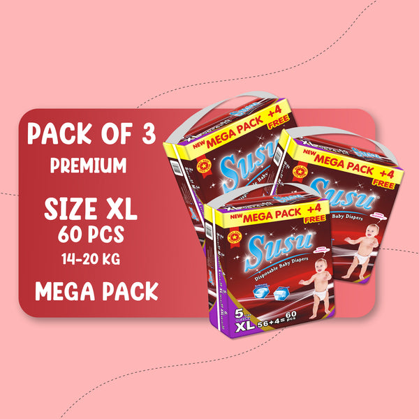 SUSU MEGA PREMIUM (XL)-60 PCS BUNDLE PACK OF 3 – Hygienichub